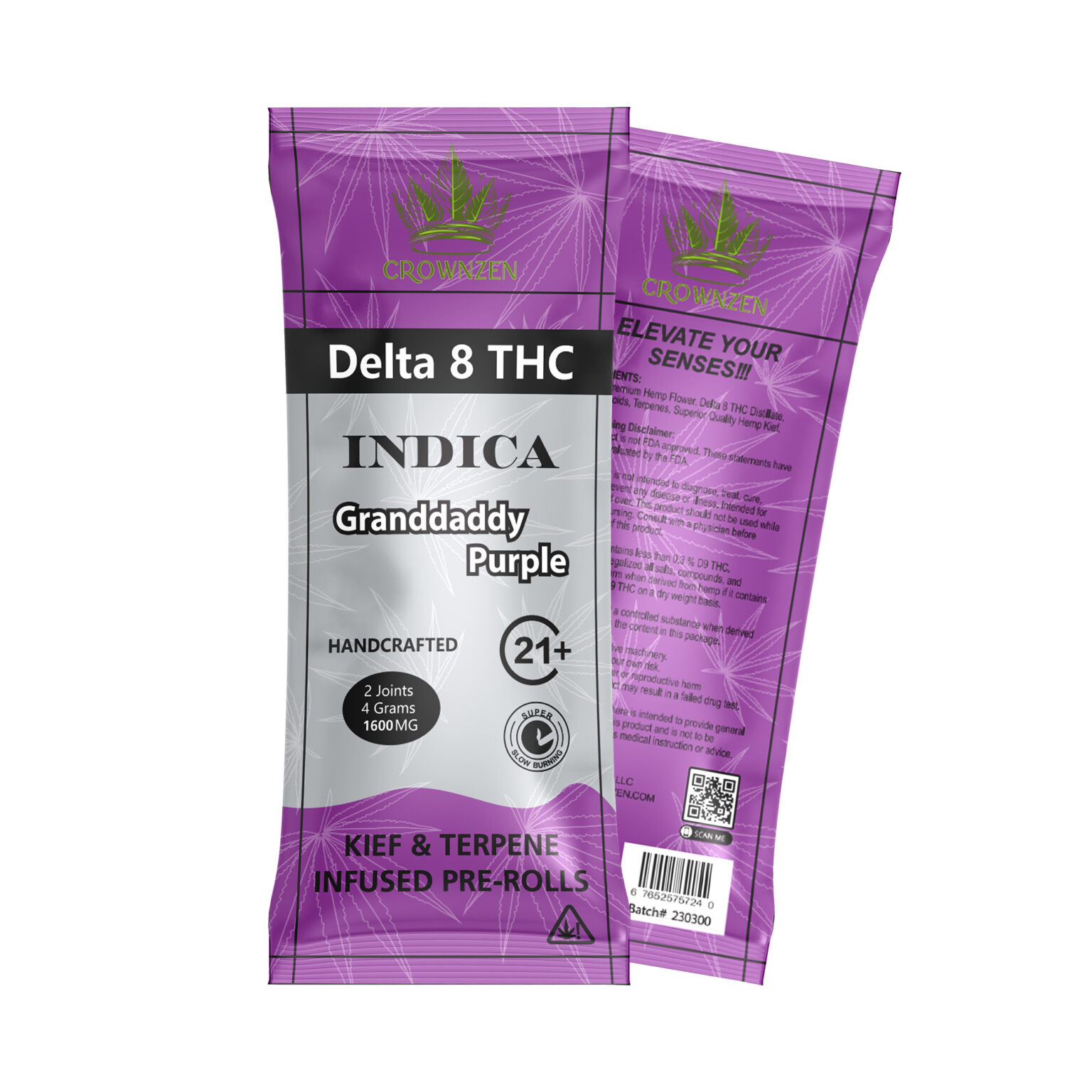 NEW DELTA 8 THC INDICA GRANDDADDY PURPLE - Crownzen